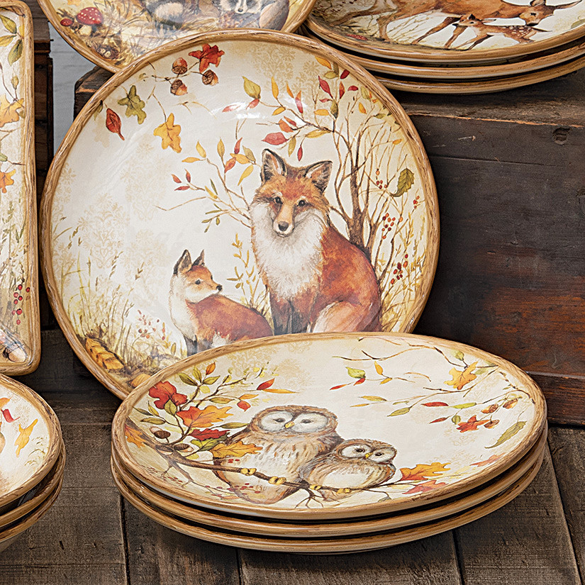 Autumn Wildlife Dinner Plates - Set of 4 | Black Forest Decor