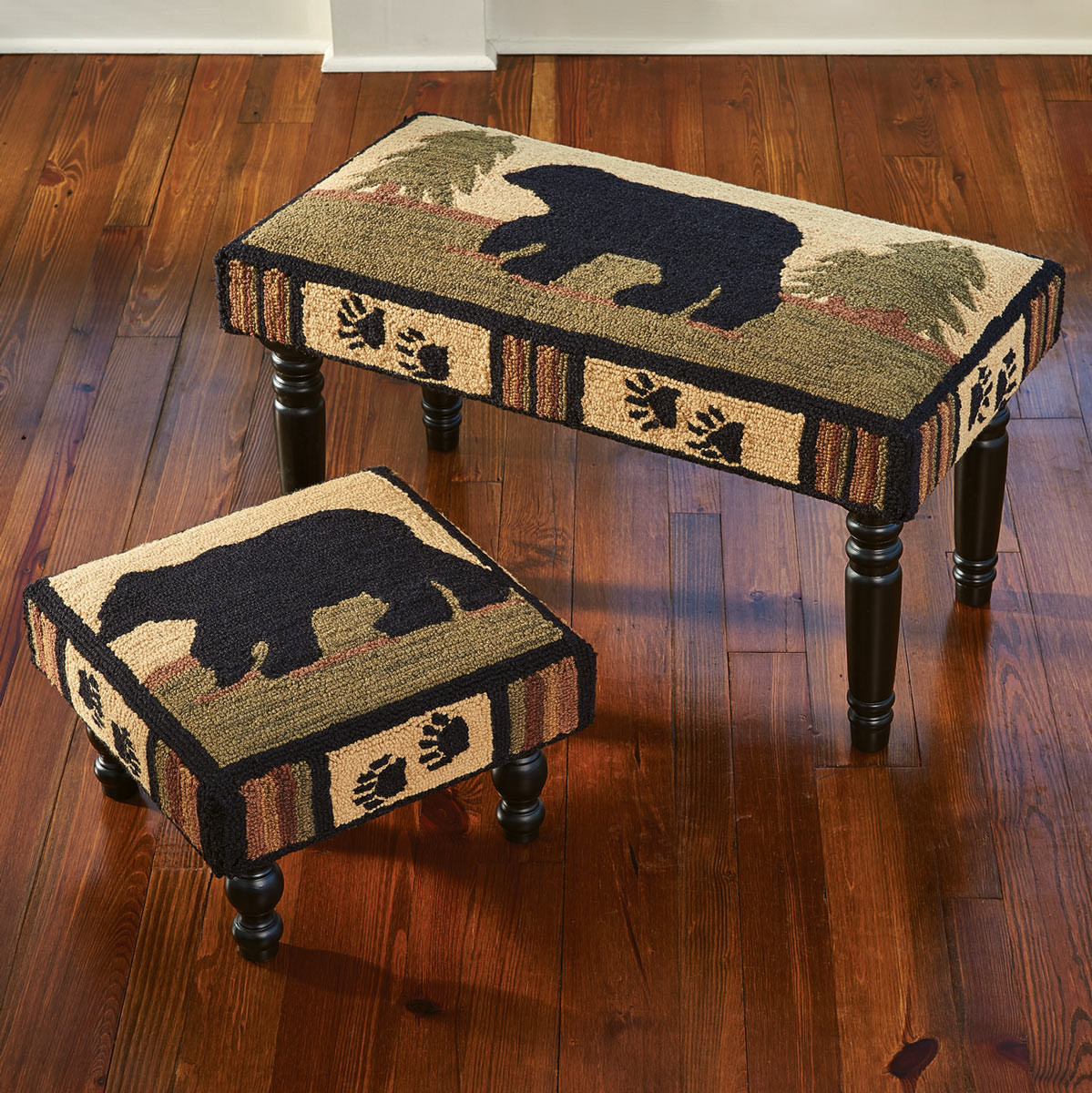 Hand-Carved Wood Bear Footstool | Black Forest Decor