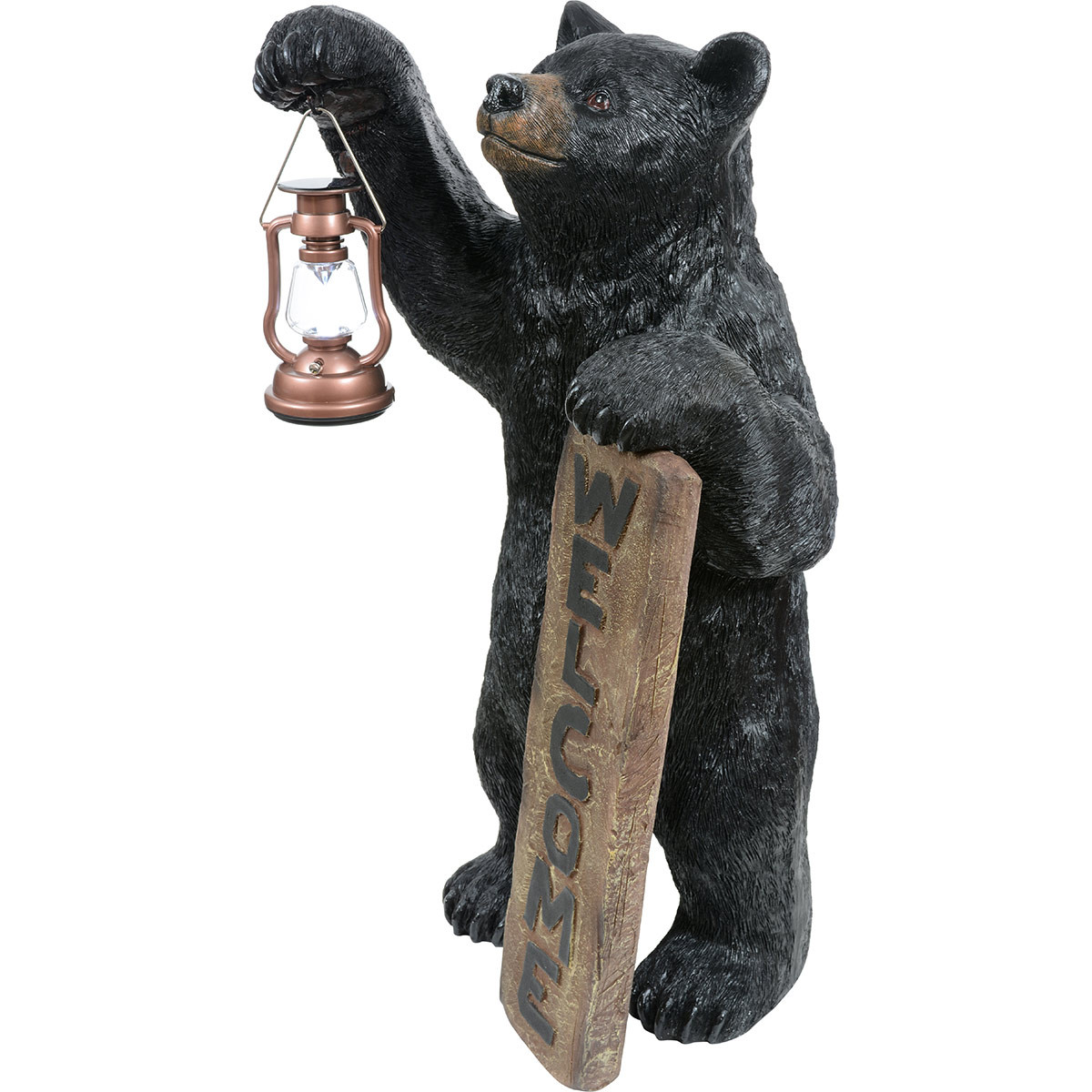 Welcome Bear Solar Lantern Sculpture | Black Forest Decor