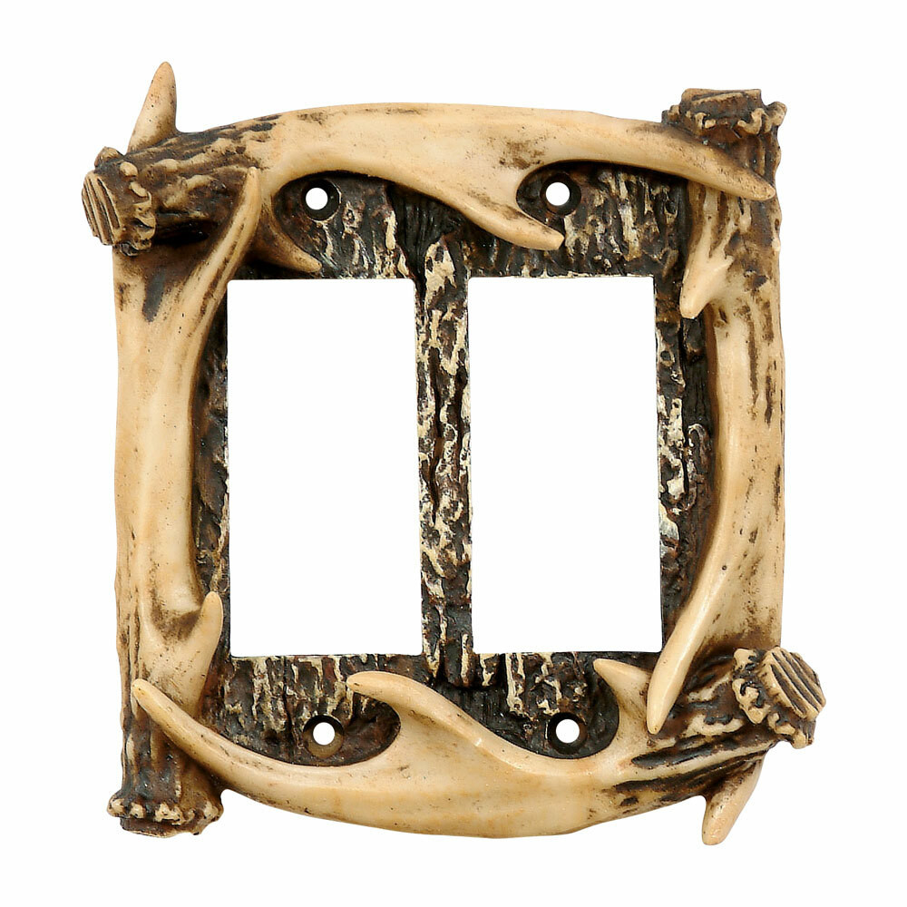 Rustic Switch Plates: Antler Double Rocker Plate | Black Forest Decor