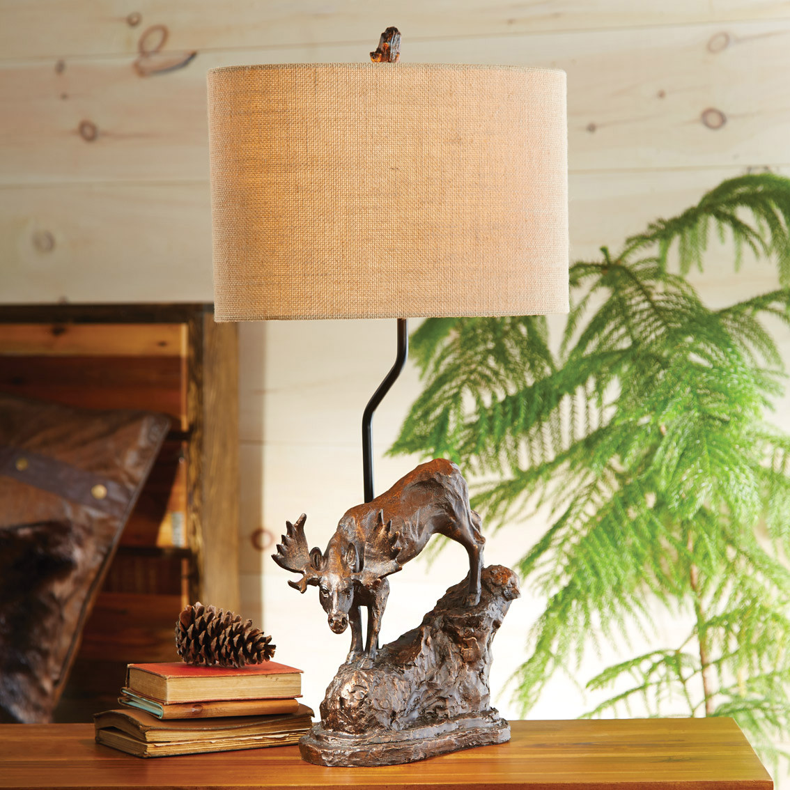 Moose Descent Table Lamps - Set of 2 | Black Forest Decor