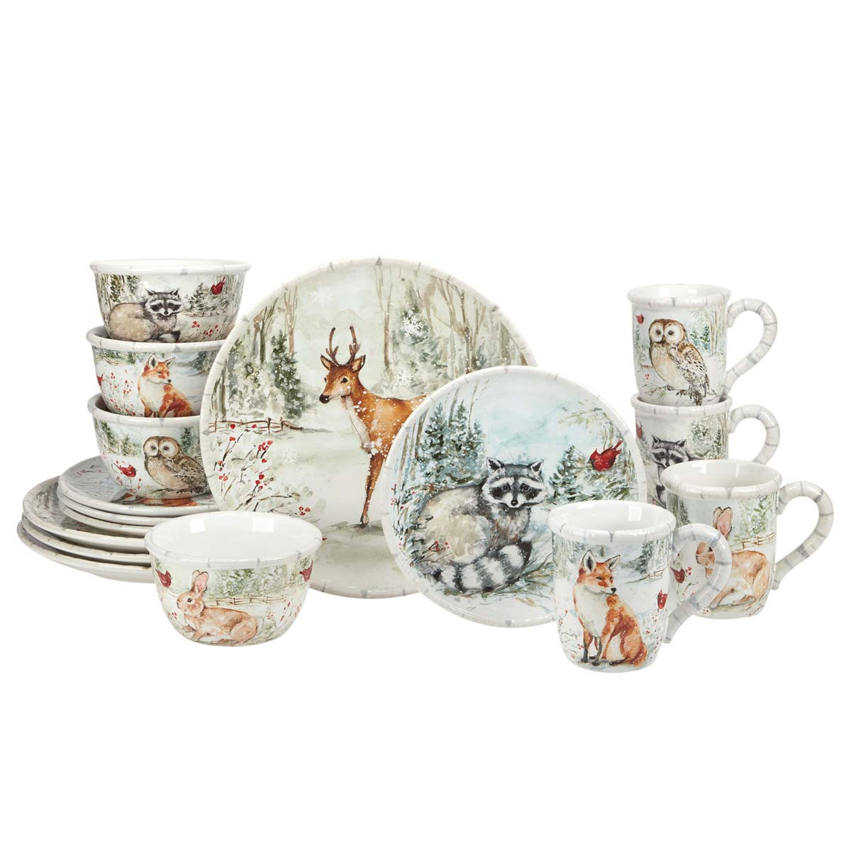 Wildlife Ridge Ceramic Dinnerware Set (16 pcs) - SALE! | Black Forest Decor