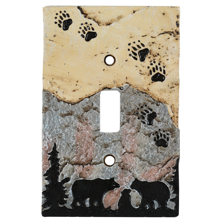 Bear Tracks Stone Double Switch Cover | Black Forest Decor