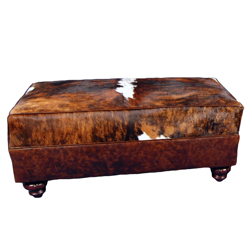 Cowhide Large Ottoman | Black Forest Decor