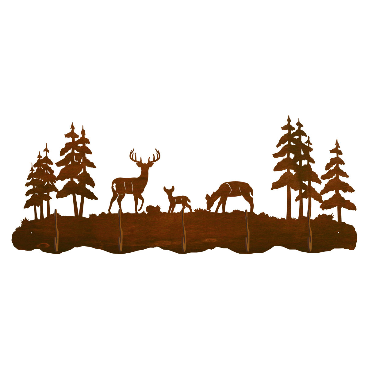 Deer Family Scenic 5 Hook Coat Rack | Black Forest Decor