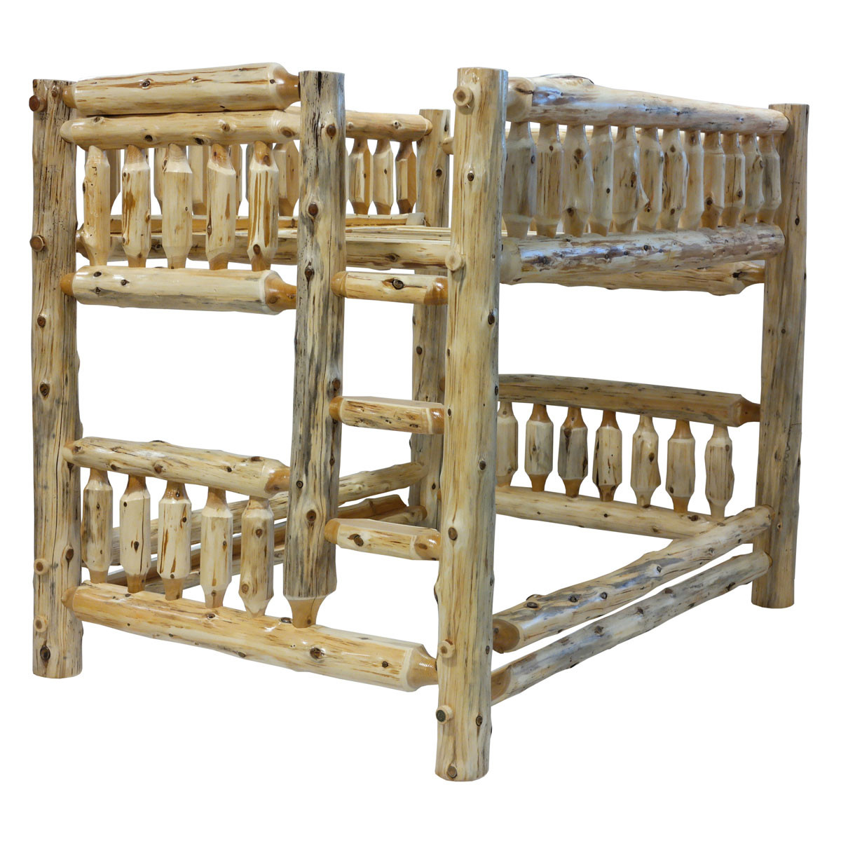 Log Bunk Bed - Full/Full (Ladder Right) | Black Forest Decor