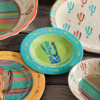 Succulent Cactus Dinner Plates - Set of 4 | Black Forest Decor