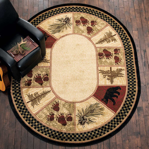 Timber Woods Bear Oval and Round Rug Collection | Black Forest Decor