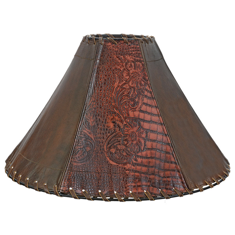 Vaquero Tooled Leather Lamp Shade - 20 Inch | Black Forest Decor