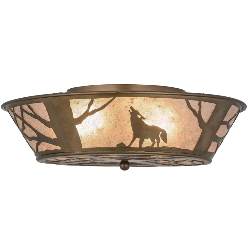 Howling Wolf Flush Mount Ceiling Light | Black Forest Decor