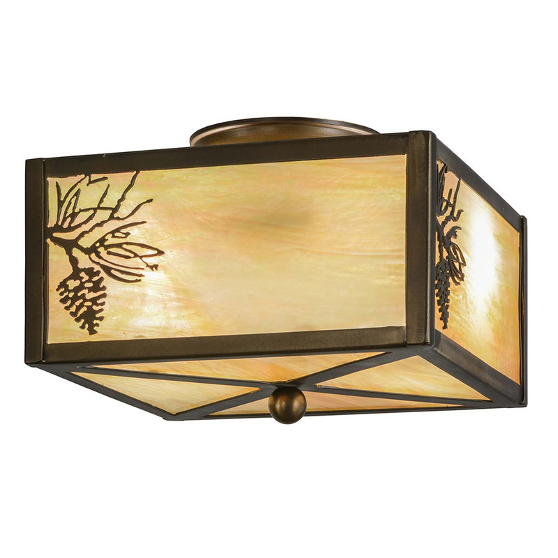 Primitive Pine Flush Mount Ceiling Light | Black Forest Decor