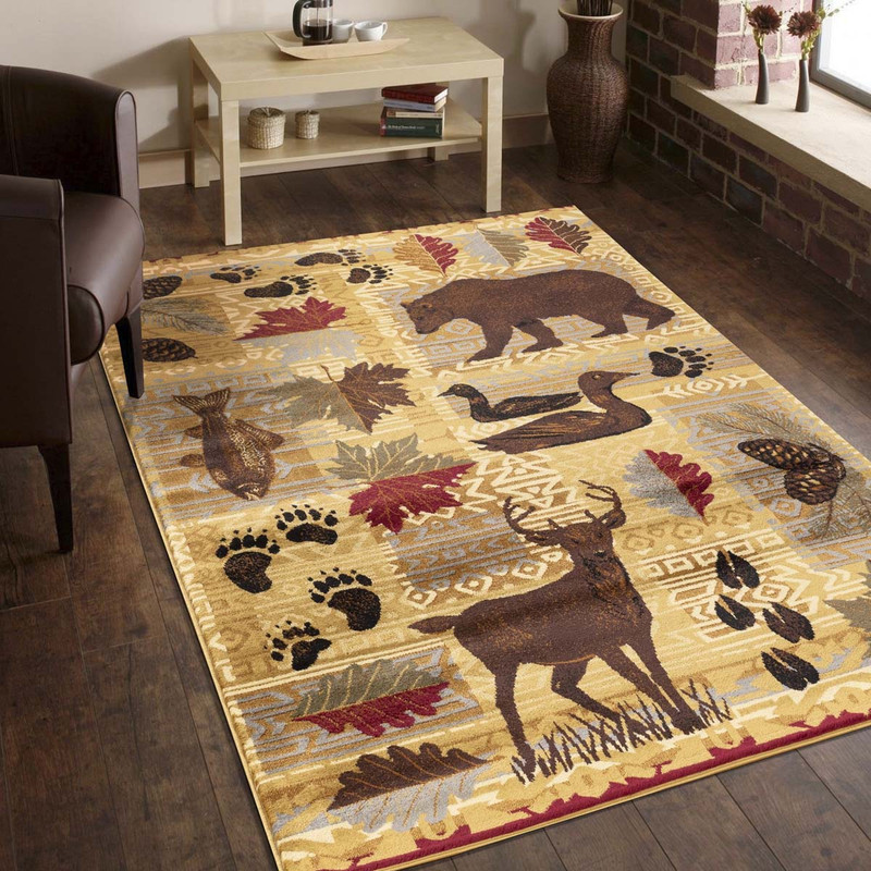 Lodge Forest Animals Rug - 5 x 7 | Black Forest Decor