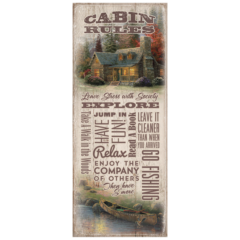 Woode Wall Art | Canoe Cabin Rules Wood Sign | Black Forest Decor
