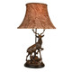 English Deer Table Lamp with Pheasant Shade - Right Facing | Black ...