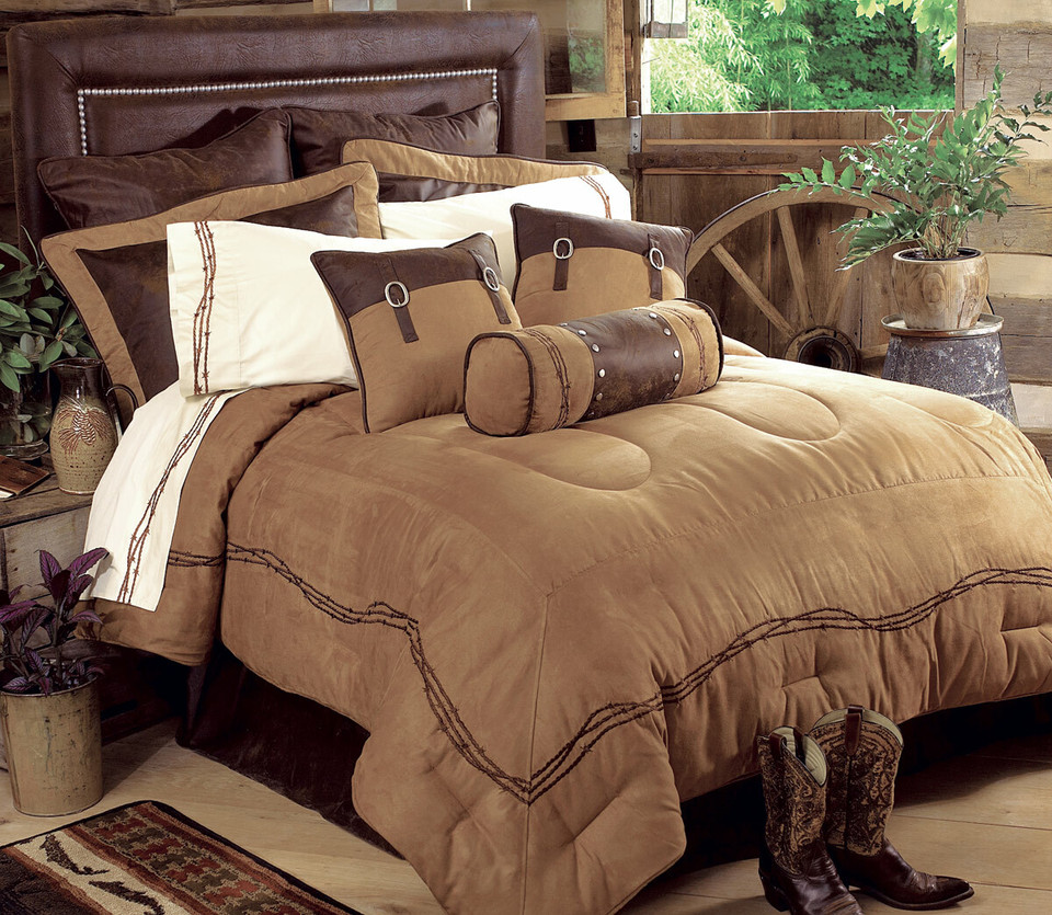 Rustic Bedding Sets: Super King Size Embroidered Barbwire Bed Set ...