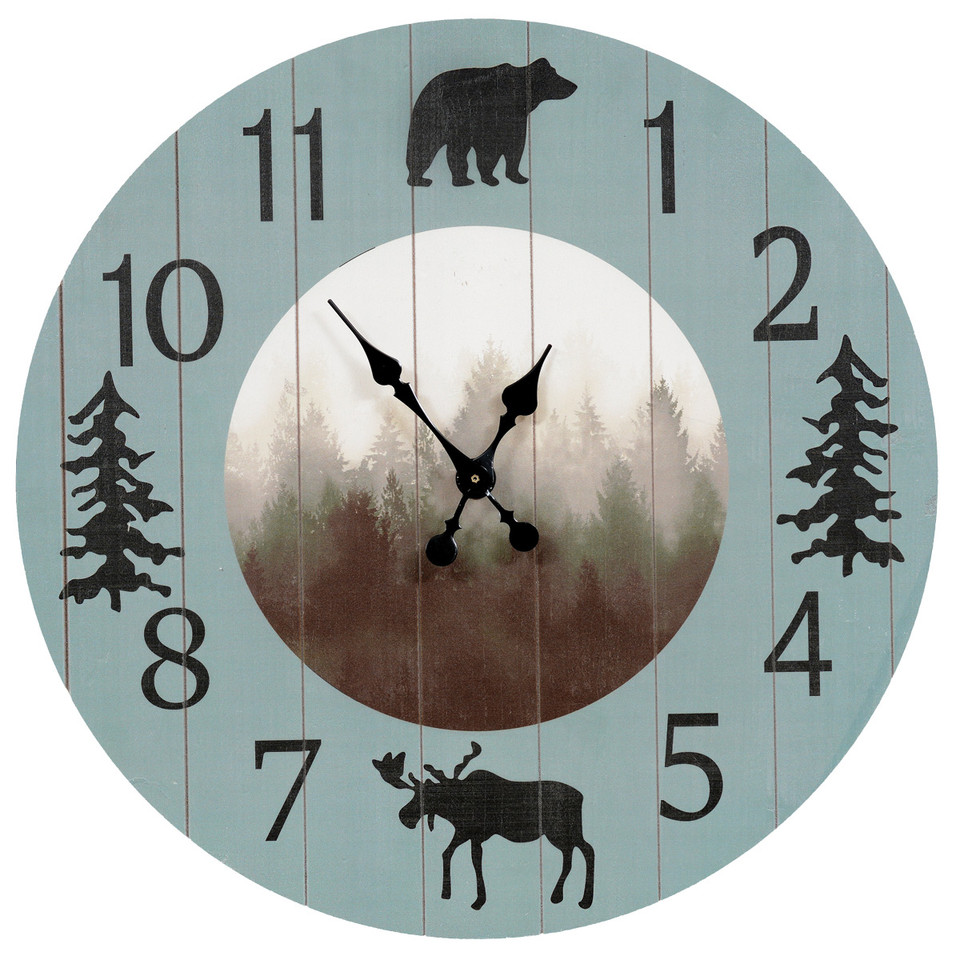 Rustic Clocks & Wildlife Clocks: Moose and Bear Wall Clock | Black ...