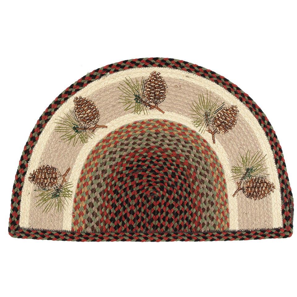 Pinecone Half-Round Braided Rug | Black Forest Decor