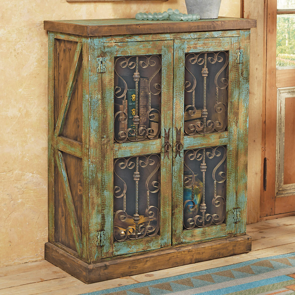 Rustic TV Stands: Santa Maria Turquoise Entertainment Console | Black ...