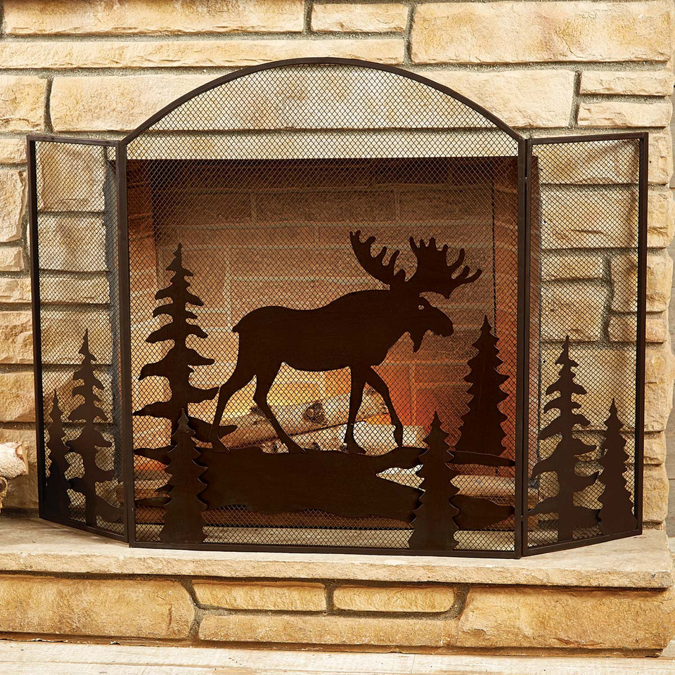Rustic Fireplace Screens: Black Bear Fireplace Screen | Black Forest Decor
