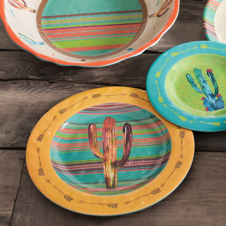 Succulent Cactus Dinner Plates - Set of 4 | Black Forest Decor