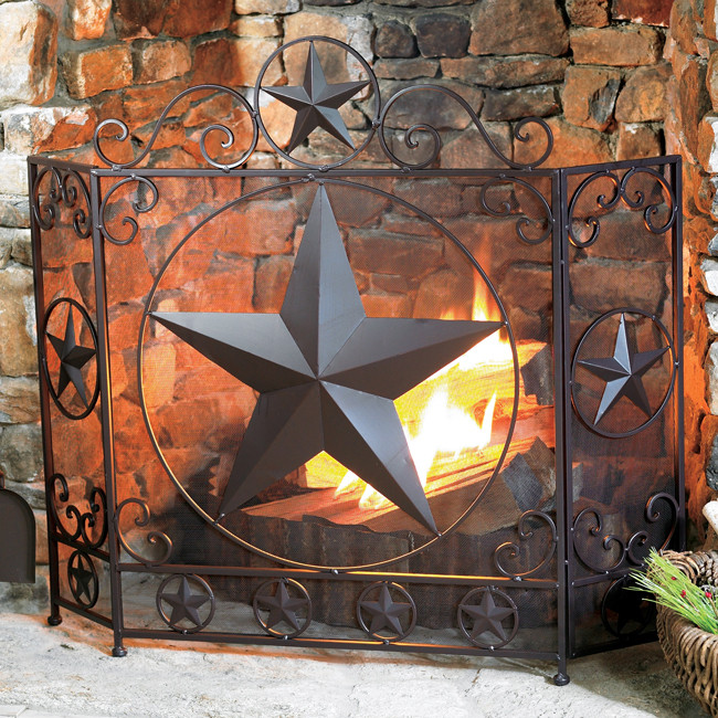 Rustic Fireplace Screens: Lone Star Fireplace Screen | Black Forest Decor