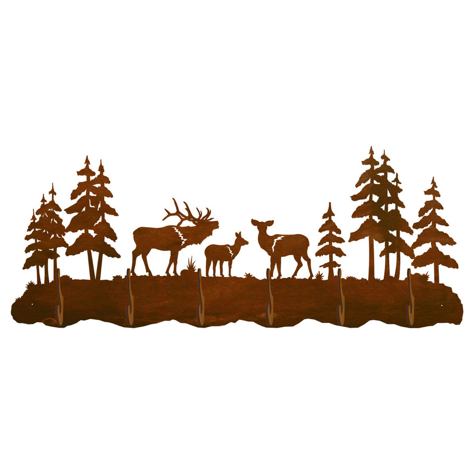 Elk Family Scenic 6 Hook Coat Rack | Black Forest Decor