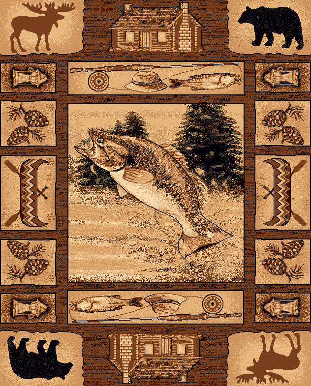 Fishing Scenes Rug - 2 x 3 - BACKORDERED UNTIL 05/20/2022 | Black ...