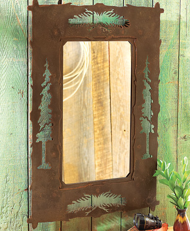Pine Tree Metal Mirror | Black Forest Decor
