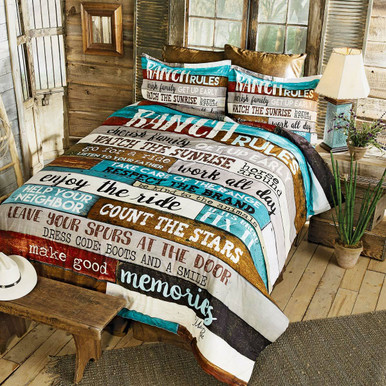 Rustic Bedding: King Size Ranch Commandments Comforter | Black Forest Decor