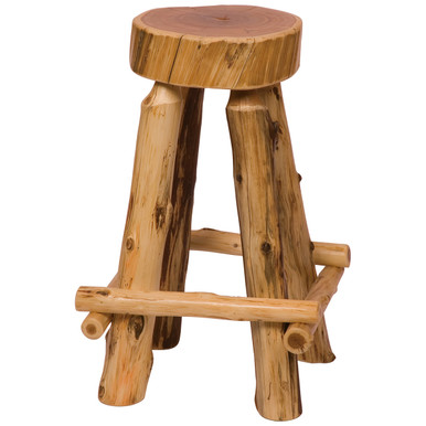 White Cedar Slab Log Counter Stool - 24 Inch | Black Forest Decor