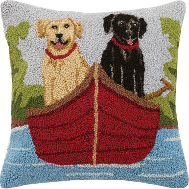 Canoe Dogs Hooked Pillow - OUT OF STOCK UNTIL 02/26/2026 | Black Forest ...