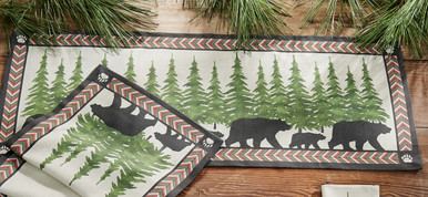 Wilderness Bear Path Table Runner - 36 Inch | Black Forest Decor