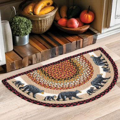 Bear Family Half-Round Braided Rug | Black Forest Decor