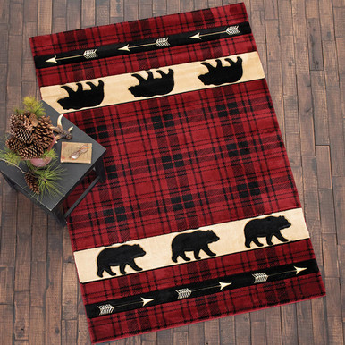 Bears & Arrows Red Plaid Rug - 2 x 3 | Black Forest Decor