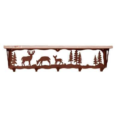 Deer Family Coat Rack with Shelf - 34 Inch | Black Forest Decor