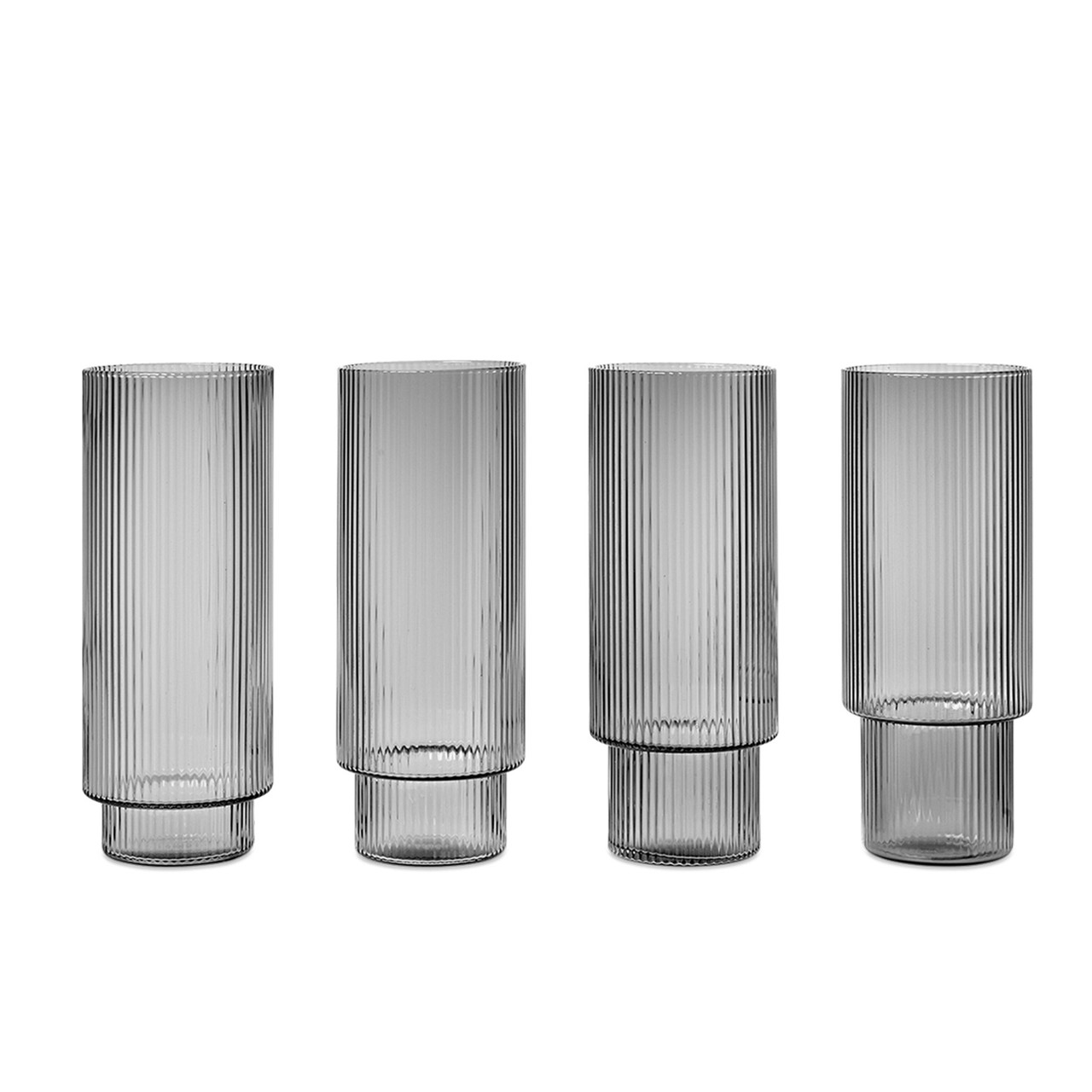 Ripple Long Glasses Set of Four - Elegant Mouth-Blown Drinkware by ferm ...