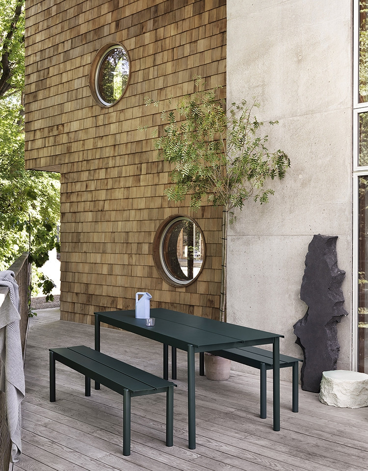 Linear Steel Dining Table by Muuto | Durable Outdoor Dining Solution