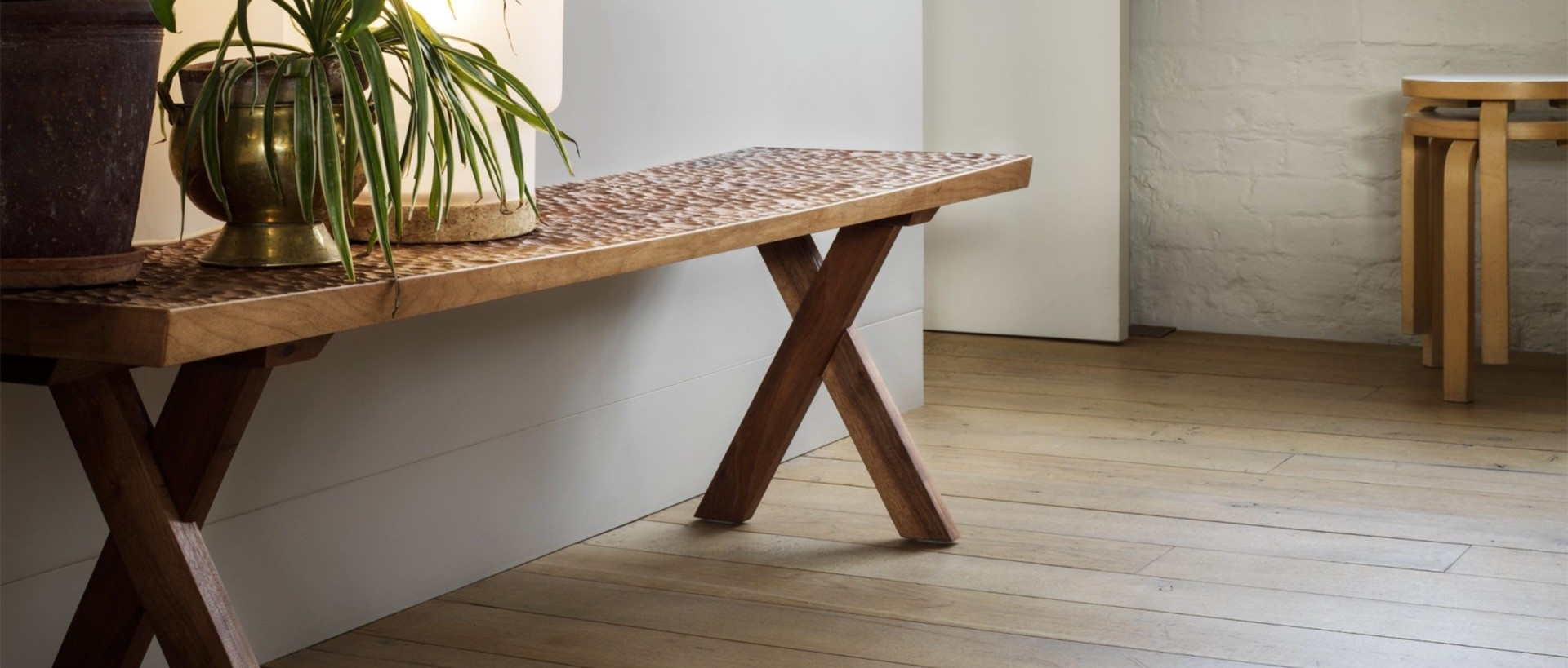 Touch Bench by Zanat - Unique Hand-Carved Tactile Artistry for Your Space