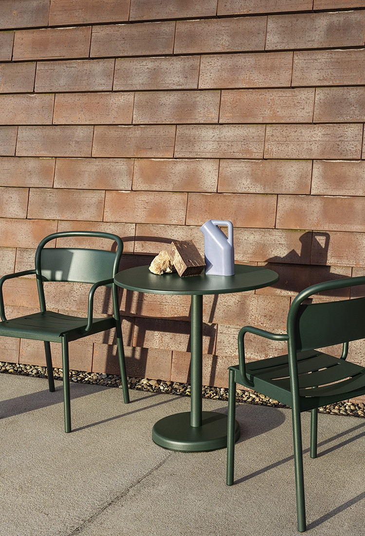 Linear Steel Round Cafe Table by Muuto | Weather-Resistant & Timeless ...
