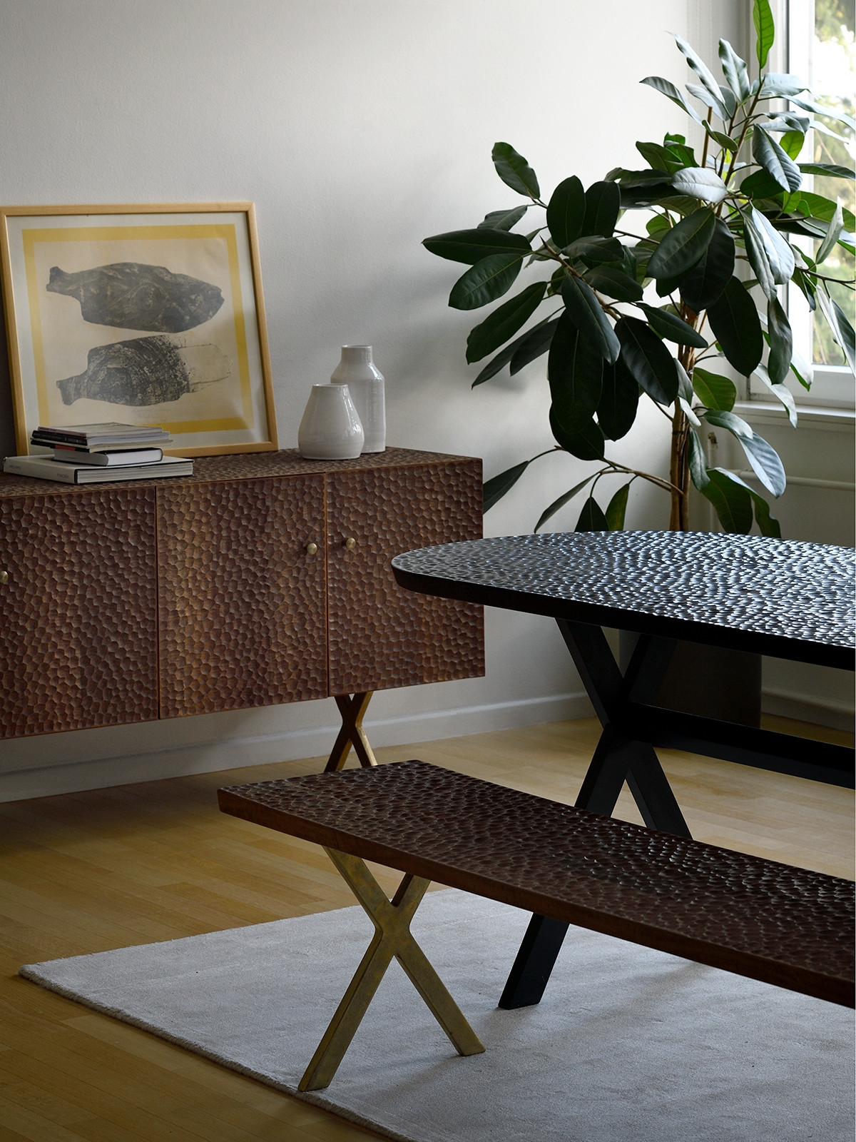 Touch Bench by Zanat - Unique Hand-Carved Tactile Artistry for Your Space