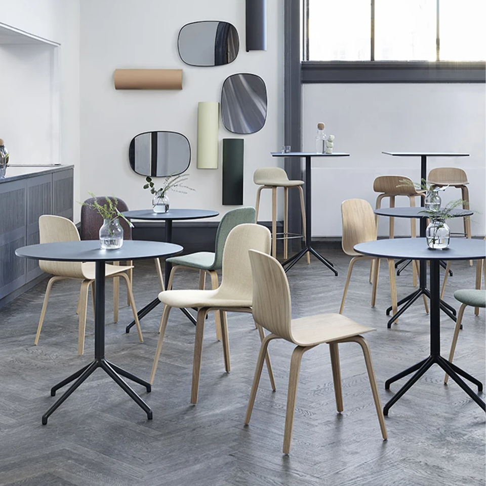 Linear Steel Round Cafe Table by Muuto | Weather-Resistant & Timeless ...