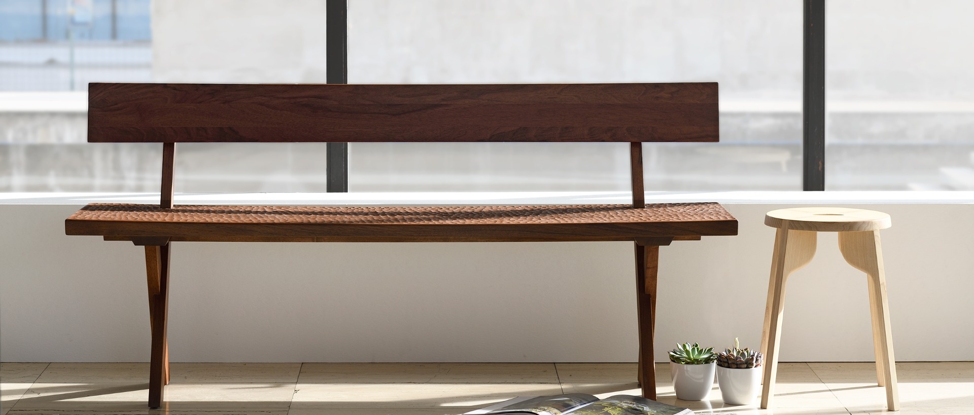Touch Bench with Backrest | Unique Hand-Carved Artisan Furniture by Zanat