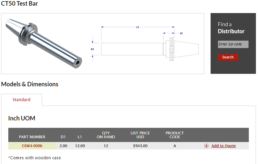 Command CAT50 2" Test Bar 12" Gage Projection C6W4-0006 - Superior ...