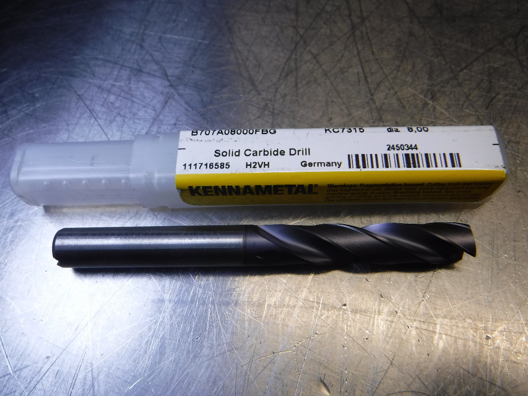 Kennametal 8mm Carbide Drill 8mm Shank B707A08000FBG KC7315 - Superior ...