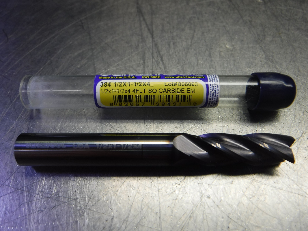 Ultra Tool 1/2" 4 Flute Carbide Endmill 1/2" Shank 384 1/2x1-1/2x4 ...