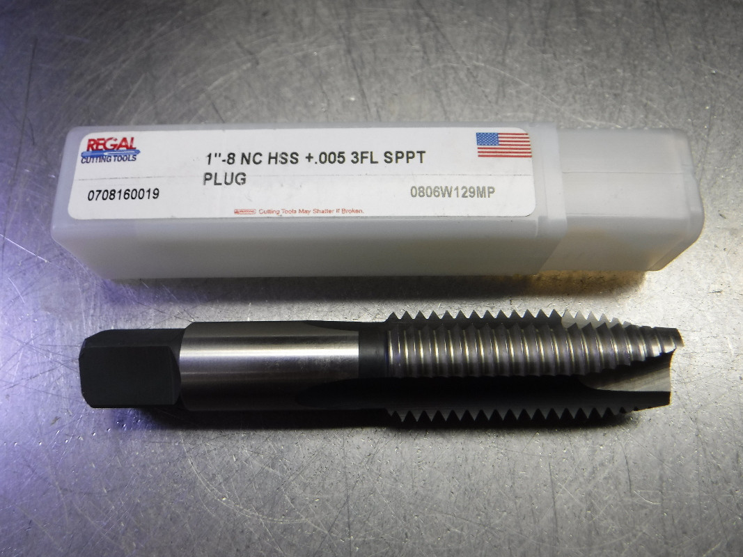 Regal 1"-8 NC 3 Flute HSS Plug Tap 1"-8NCHSS+.0053FLSPPT - Superior ...