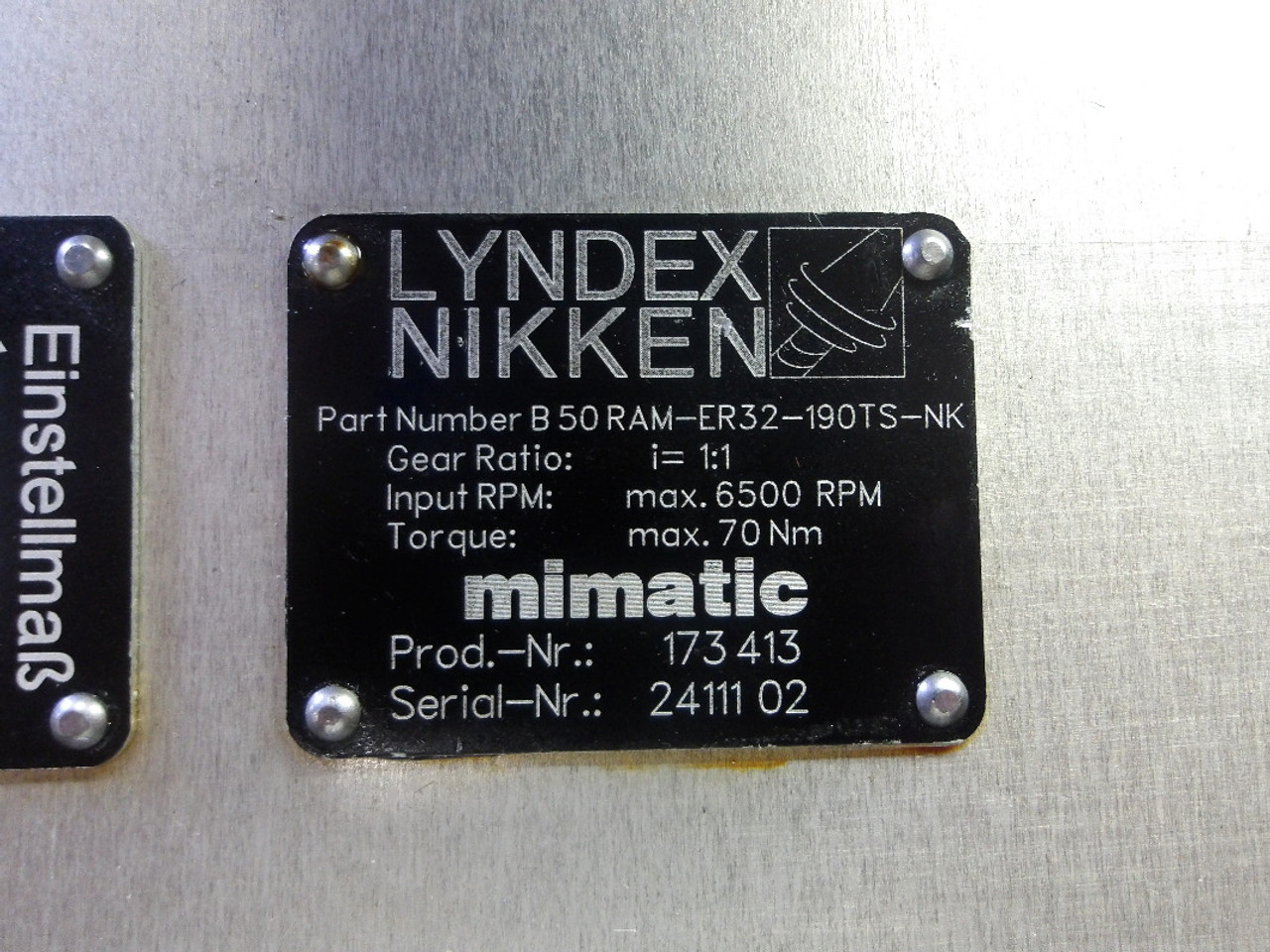 Lyndex/Nikken BT50 ER32 Right Angle Head B50RAM-ER32-190TS-NK - Superior Machine & Tool