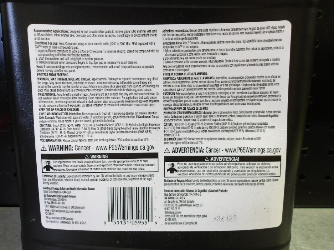 3M Super Duty Rubbing Compound 1 Gallon 05955 (LOC38) - Superior ...
