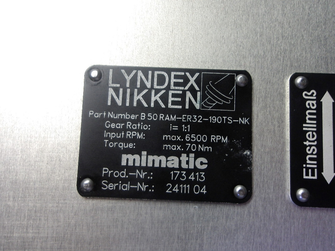 Lyndex/Nikken BT50 ER32 Right Angle Head B50RAM-ER32-190TS-NK - Superior Machine & Tool