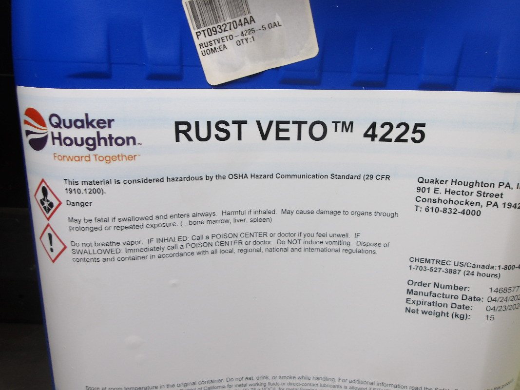 Quaker Houghton Rust Preventive 5 Gallon Jug RUST VETO 4225 - Superior ...